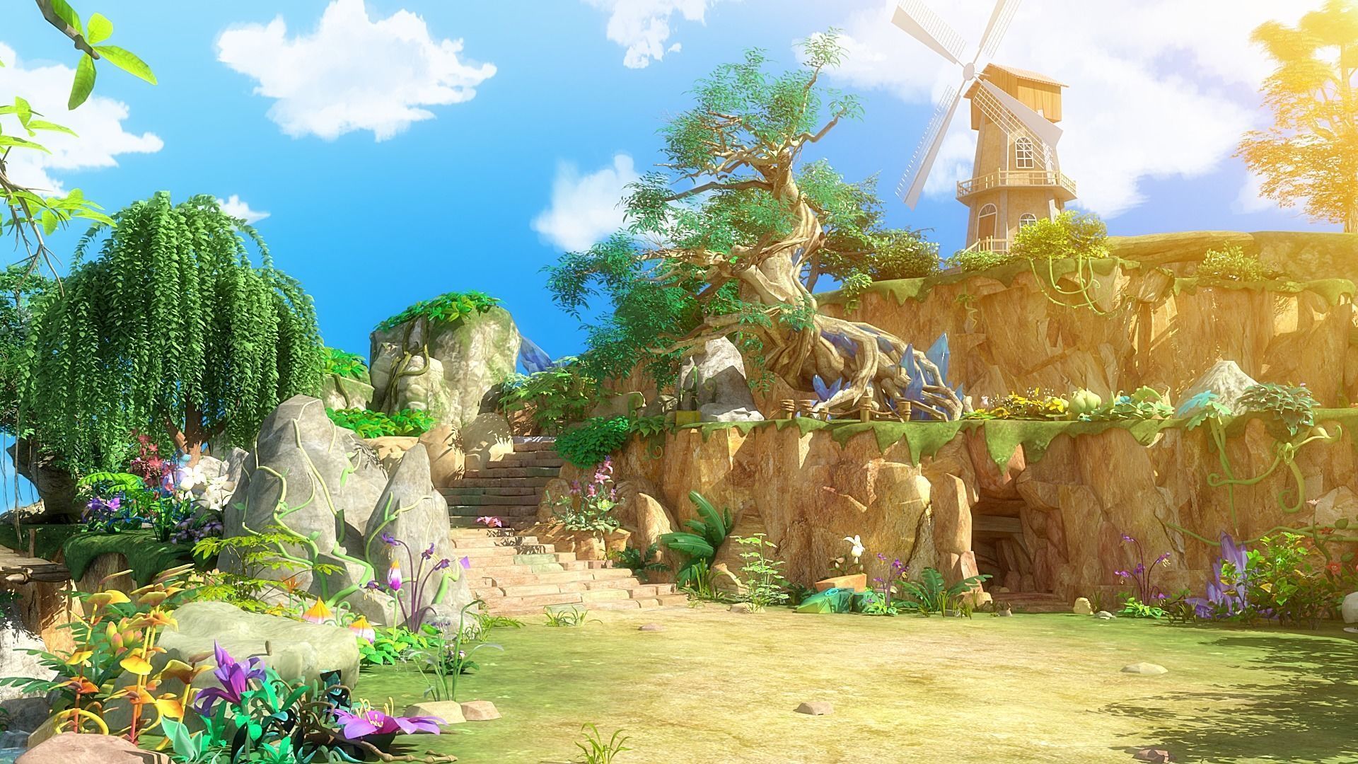 Cartoon Cliff Scene 3D model | CGTrader