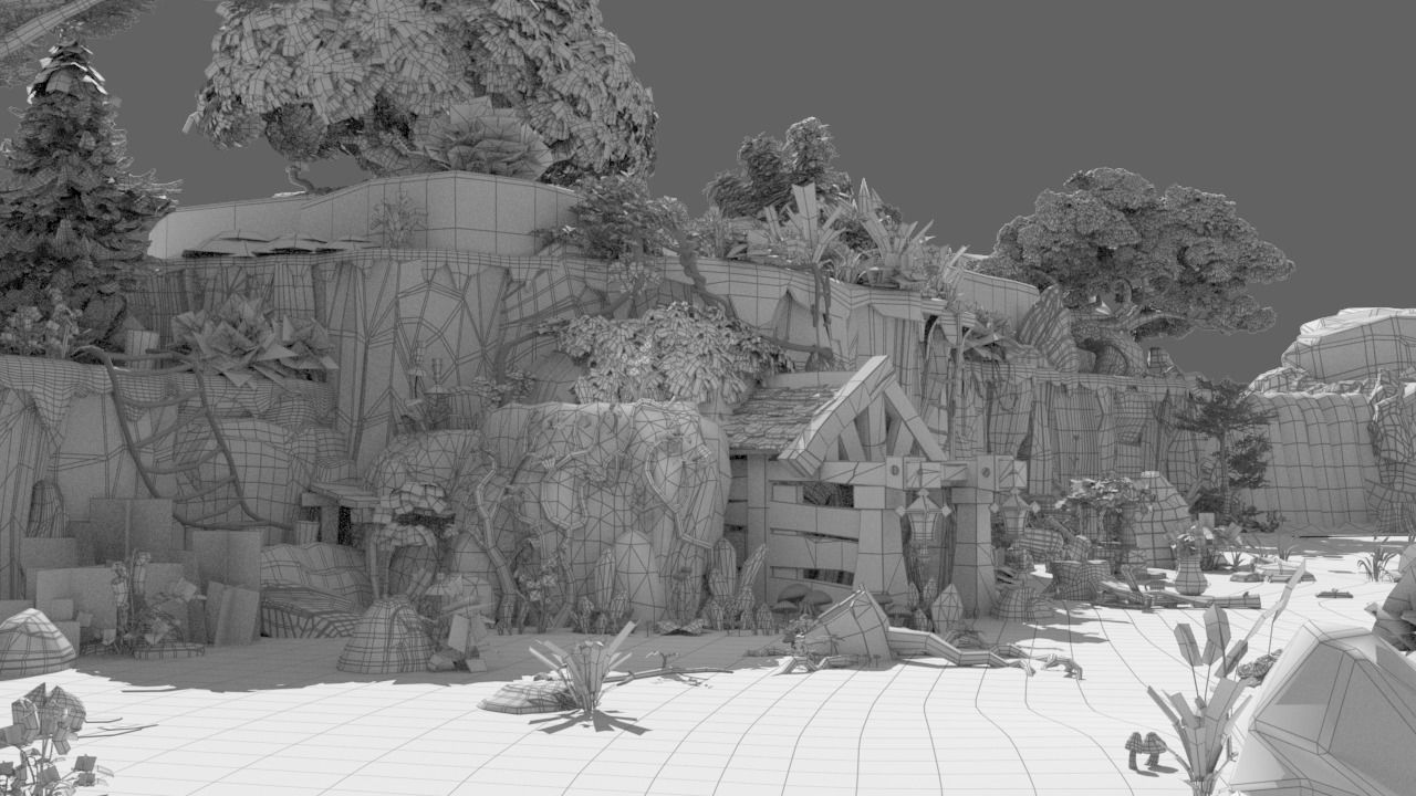 Cartoon Cliff Scene 3D model | CGTrader