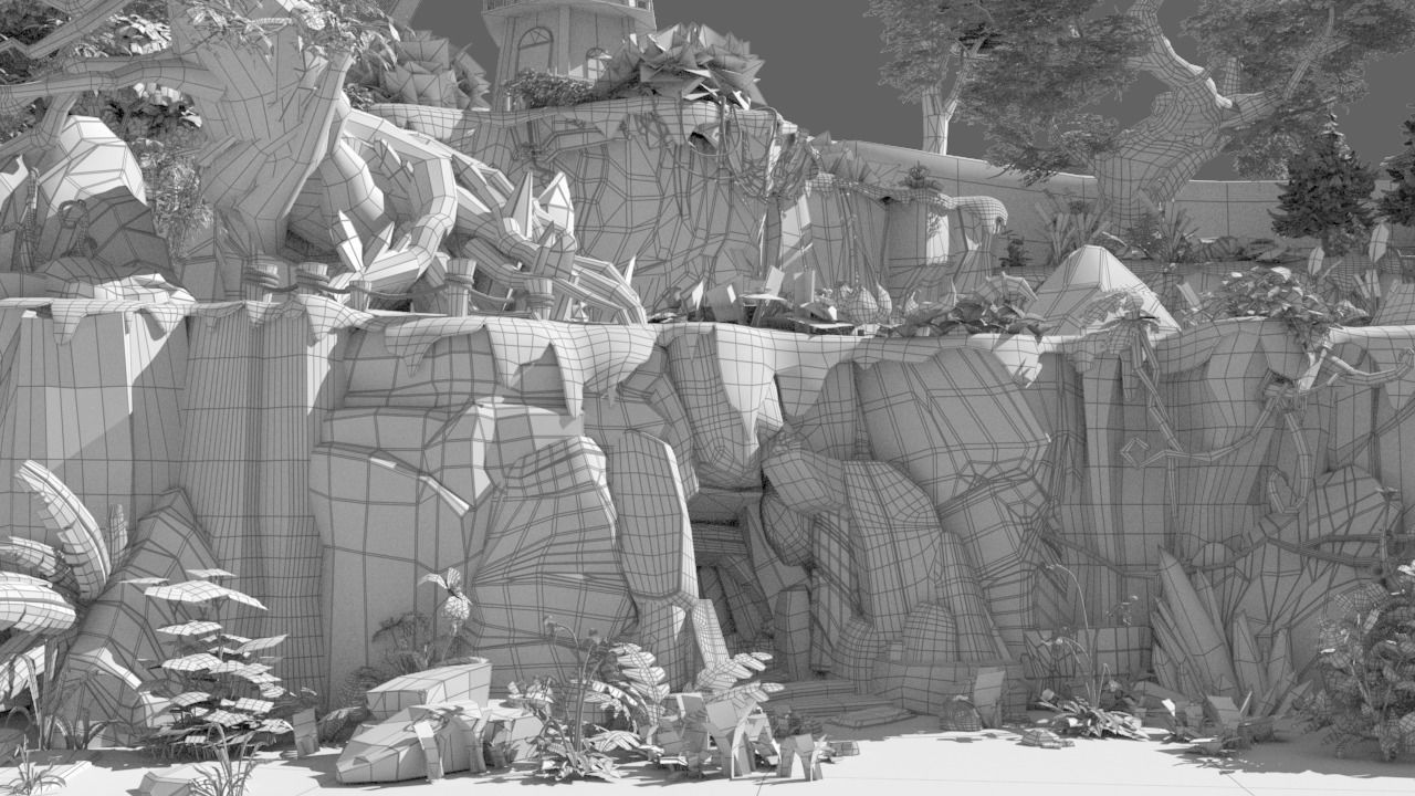 Cartoon Cliff Scene 3D model | CGTrader