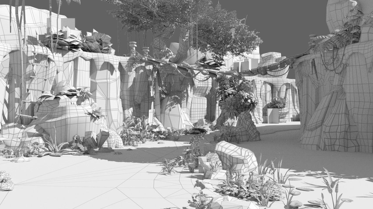 Cartoon Cliff Scene 3D model | CGTrader