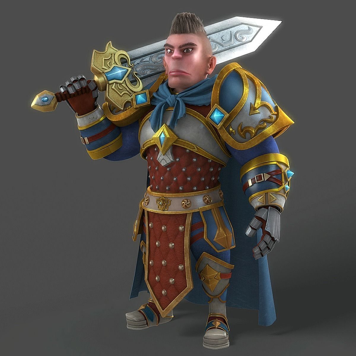 Cartoon Warrior Rigged 3D model rigged | CGTrader