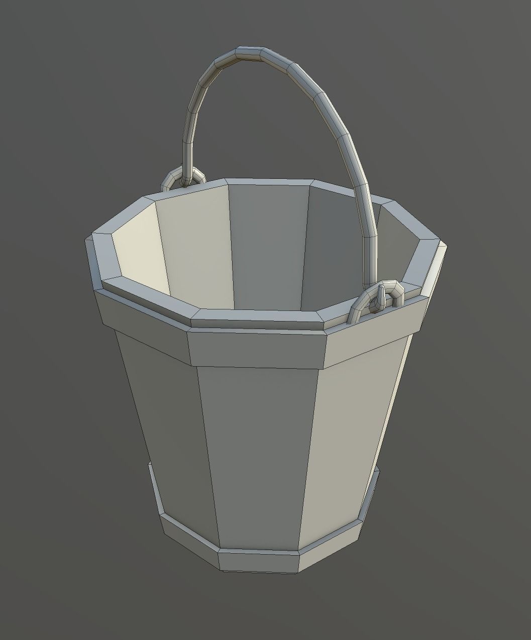 3D model Bucket low poly game ready wooden VR / AR / low-poly rigged ...