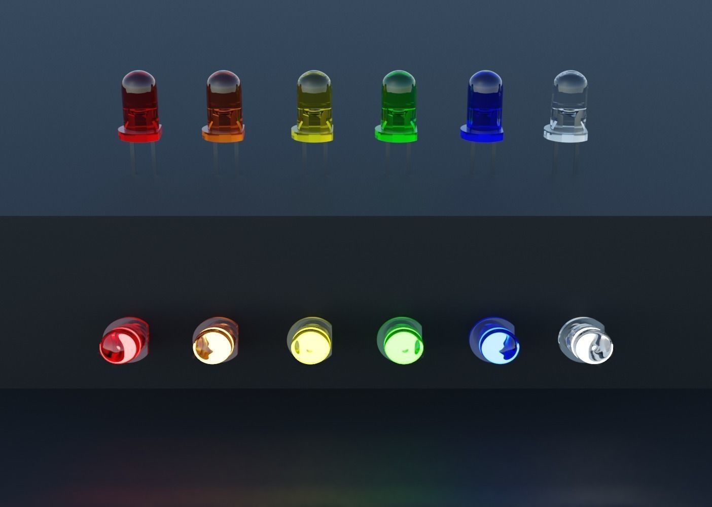 LED Light Emitting Diodes 6 colors set 3D model | CGTrader