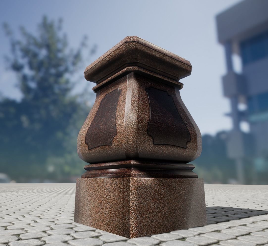 3D model Monument marble pedestal on cobblestone VR / AR / low-poly ...