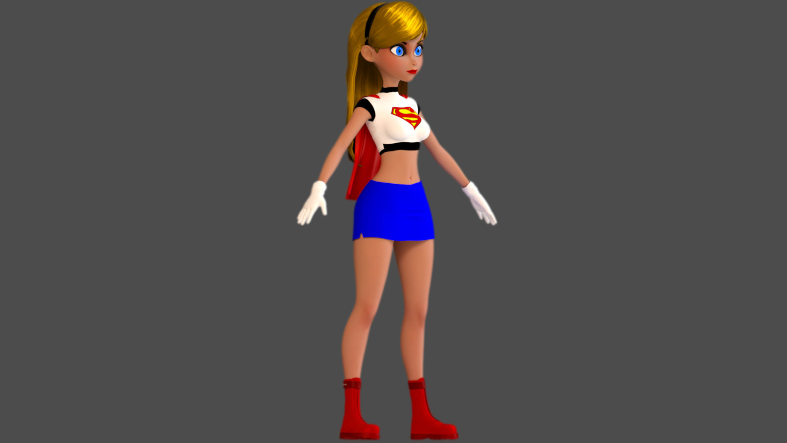 Supergirl - DCAU - 90s 3D model animated rigged | CGTrader
