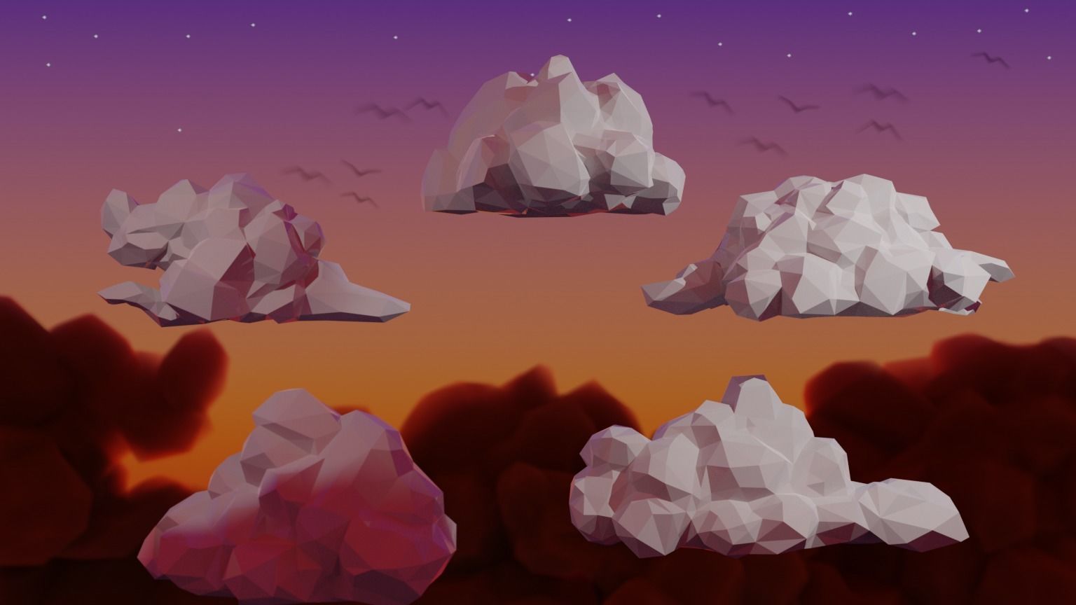 3D model Low Poly Stylized Cumulus Clouds Pack 1 VR / AR / low-poly ...