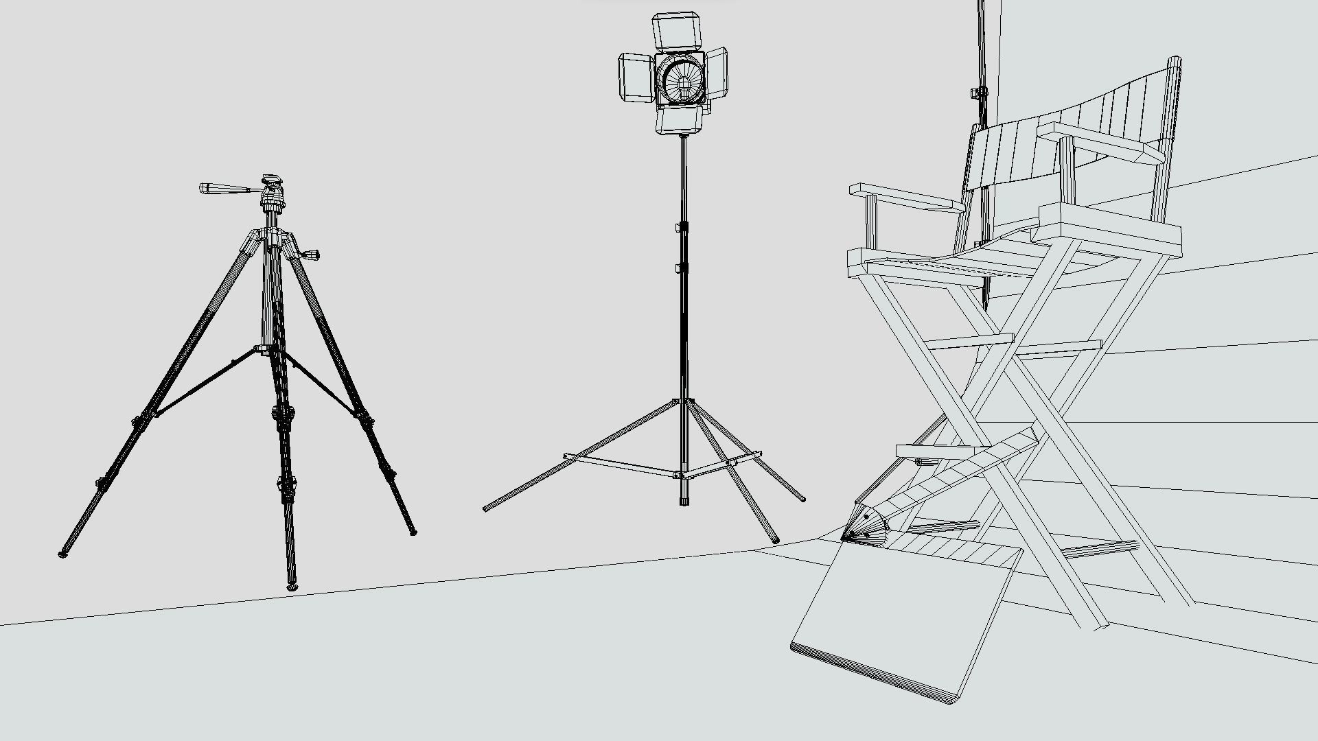 3D model Collection of Low Poly PBR Studio Camera Props VR / AR / low ...