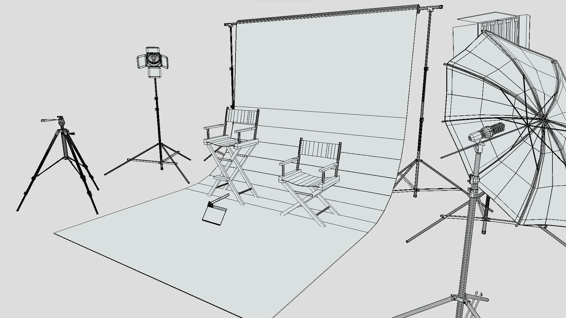 3D model Collection of Low Poly PBR Studio Camera Props VR / AR / low ...