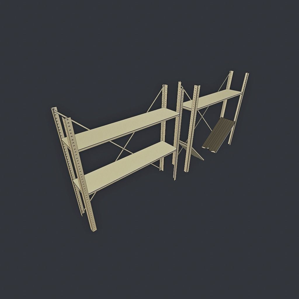 3D model Shelfs pbr set of wooden shelves VR / AR / low-poly rigged ...