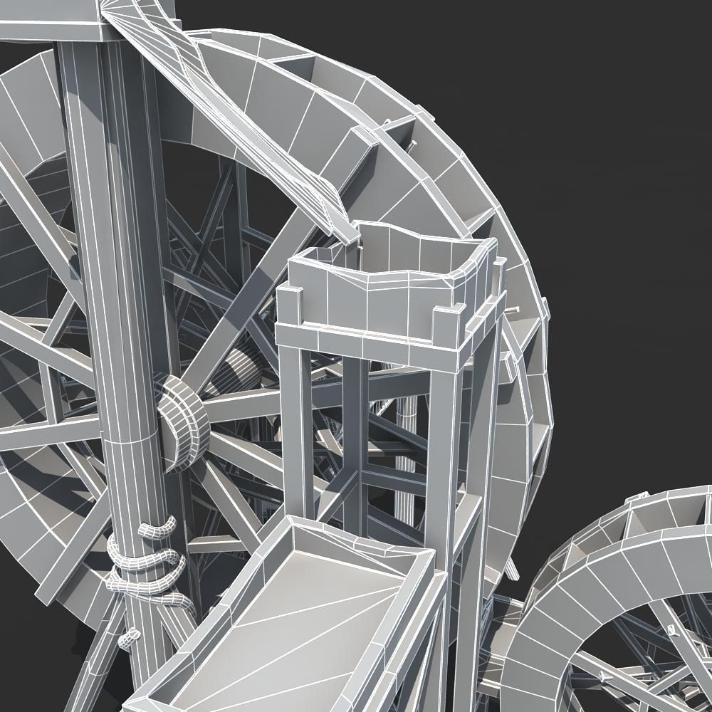 Waterwheel wooden water wheel 3D model | CGTrader