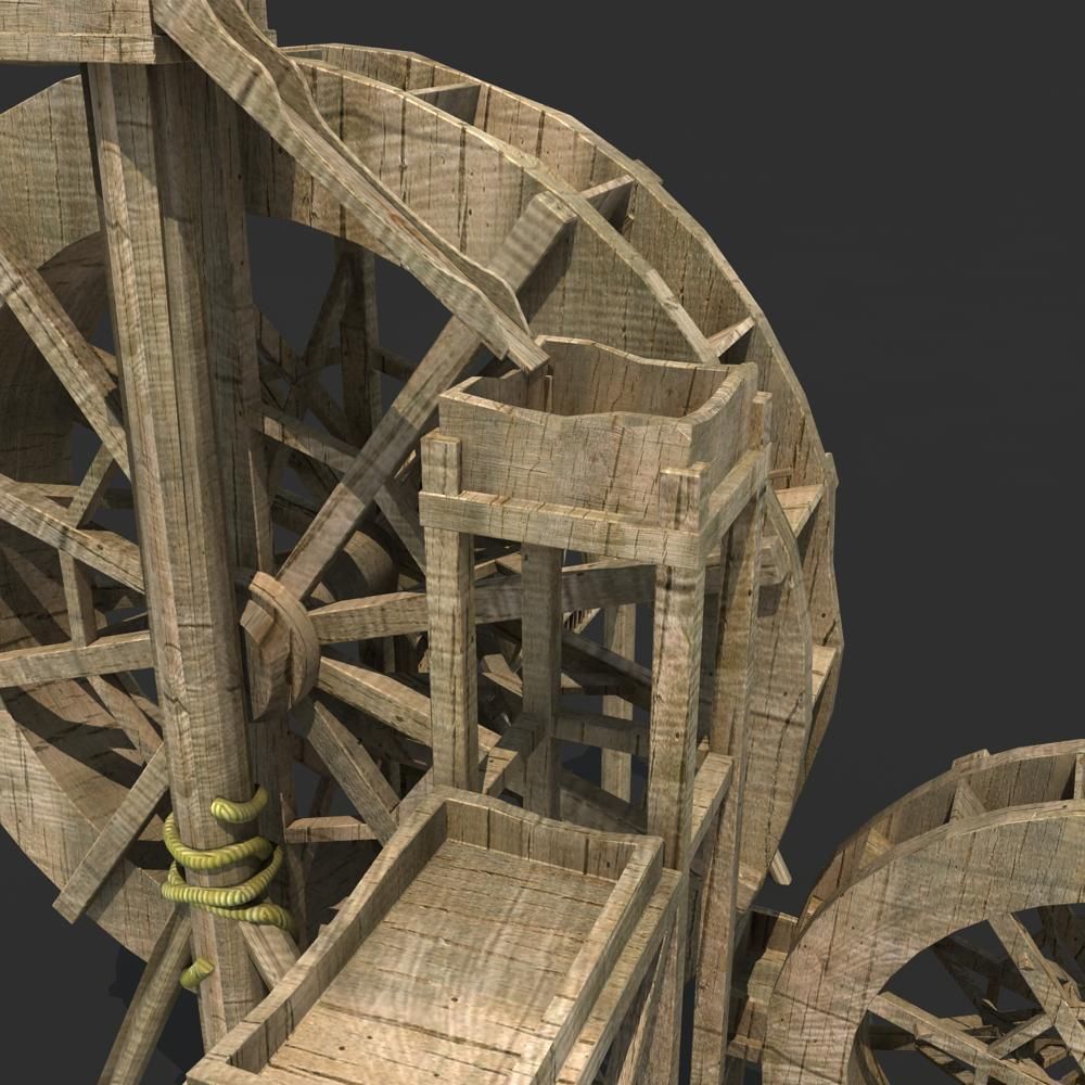 Waterwheel wooden water wheel 3D model | CGTrader