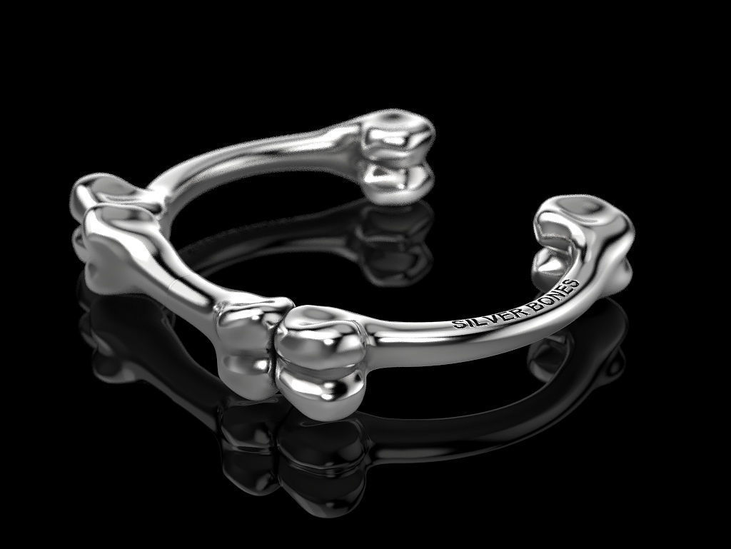 Bracelet Silver bones 3D model 3D printable | CGTrader