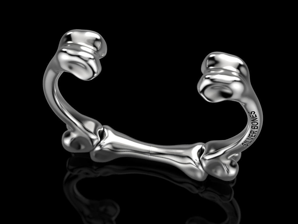 Bracelet Silver bones 3D model 3D printable | CGTrader