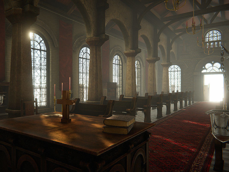 3D model Church 3D old wooden desk with shelf VR / AR / low-poly | CGTrader