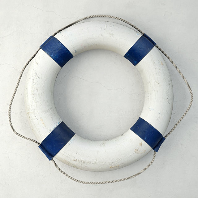 Vintage Nautical Navy Blue and White Life Preserver 3D model | CGTrader