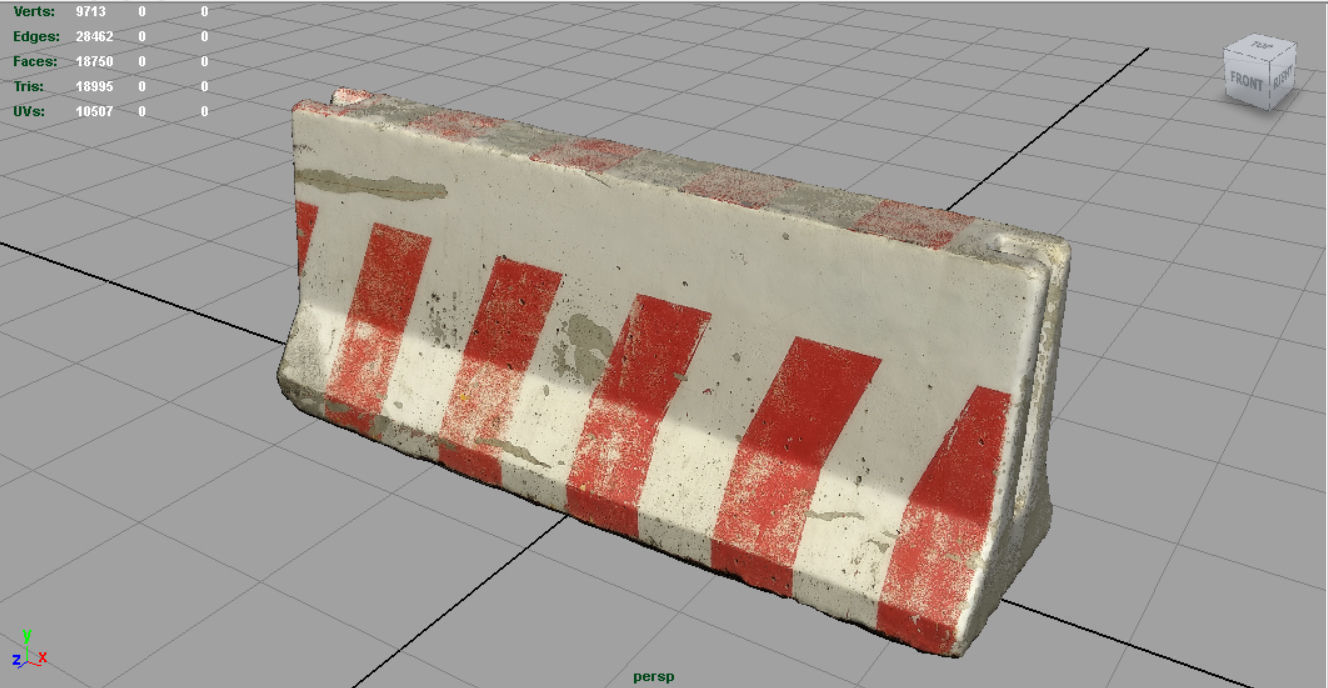 3D model RoadBlock concrete barrier with stripes VR / AR / low-poly ...