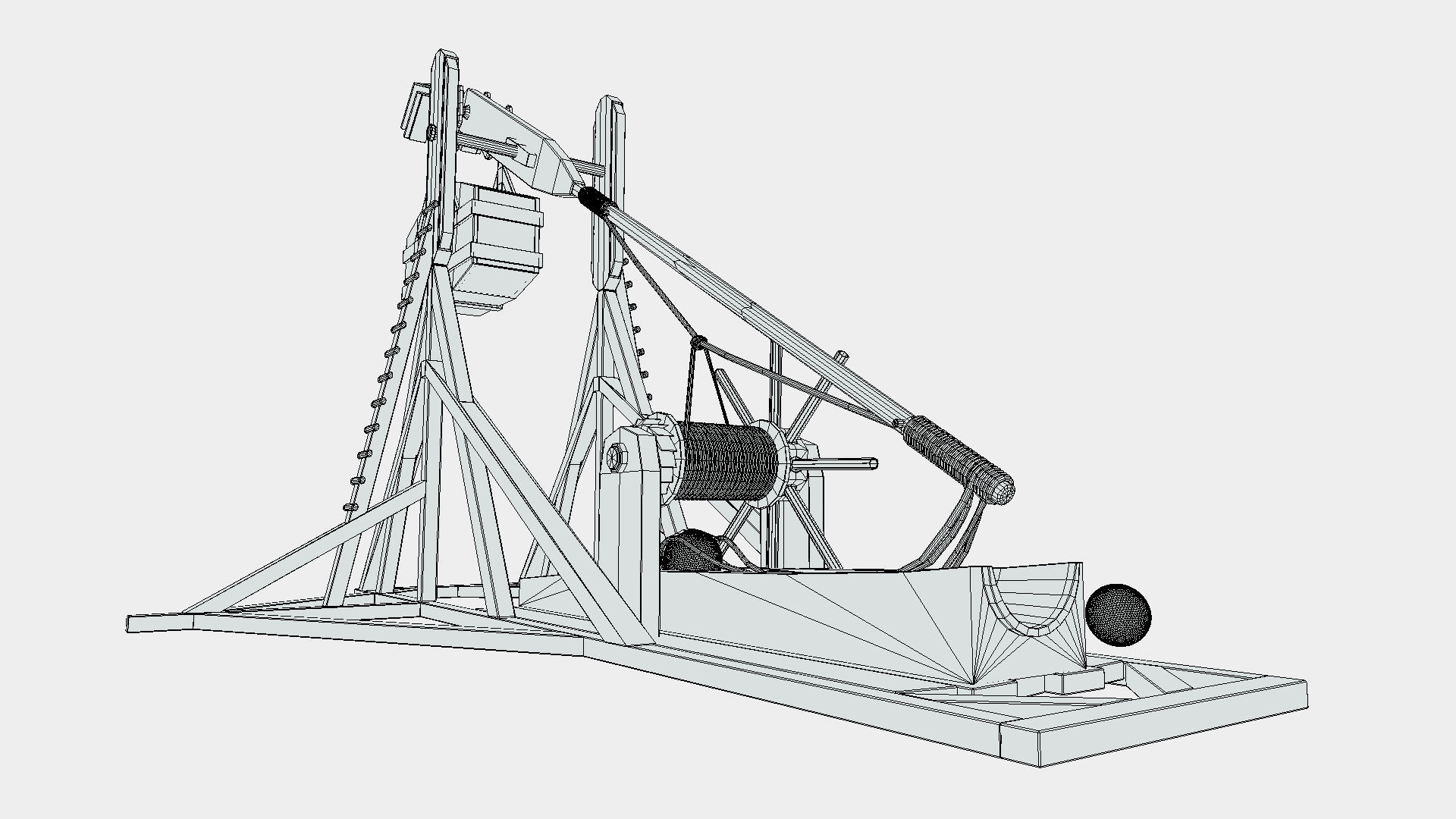 3D model Low Poly PBR Trebuchet wooden crane VR / AR / low-poly | CGTrader