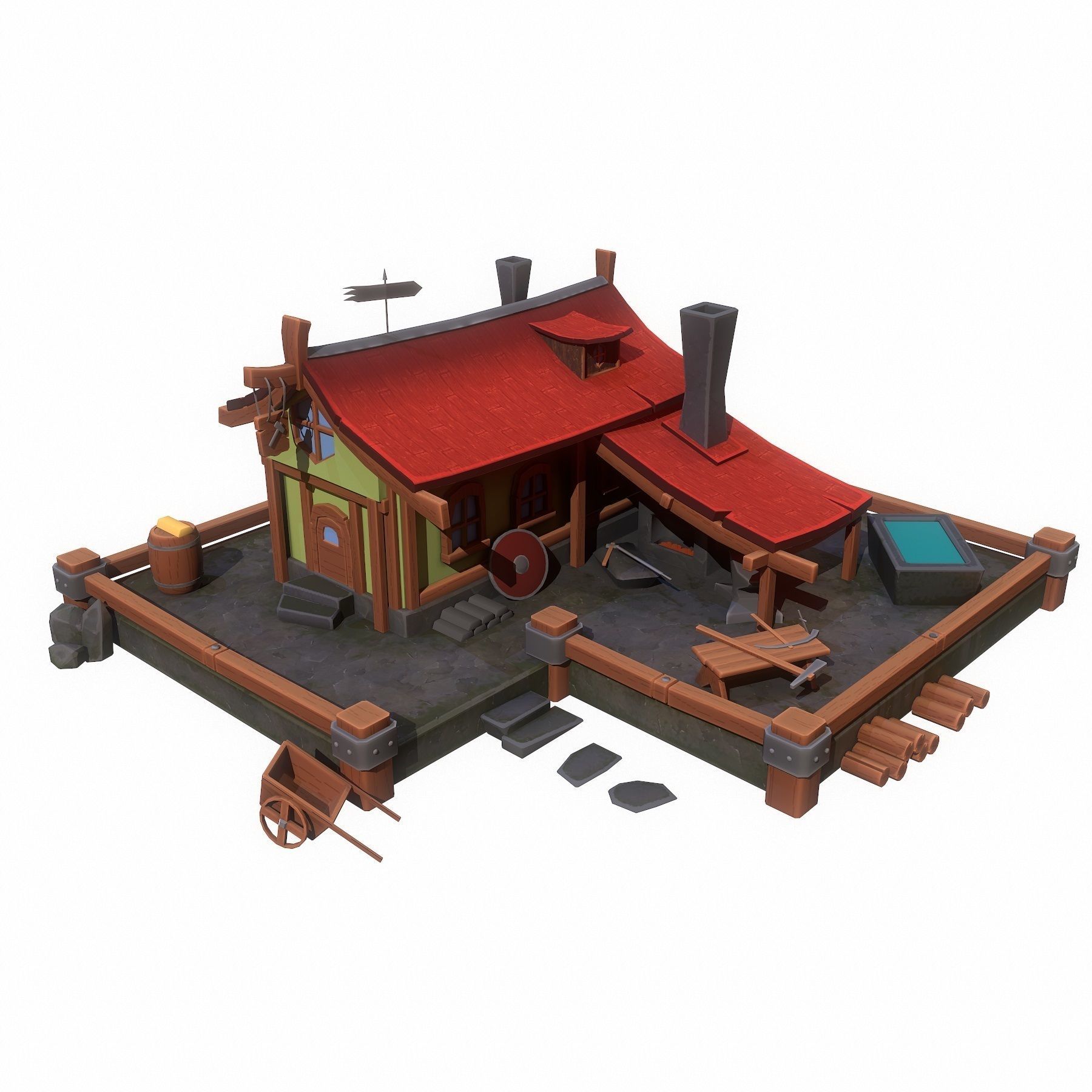 3D model forge building VR / AR / low-poly | CGTrader
