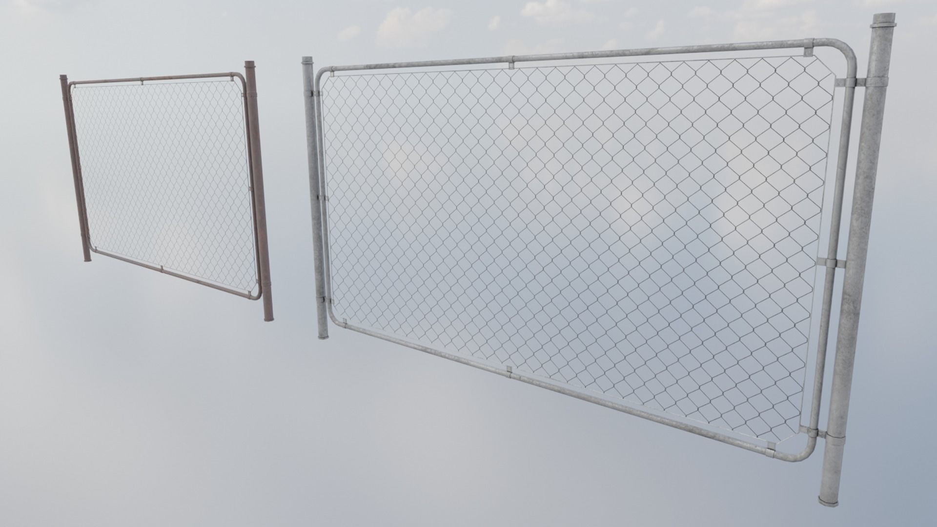 3D model Low Poly PBR Modular Chain Link Fence VR / AR / low-poly ...