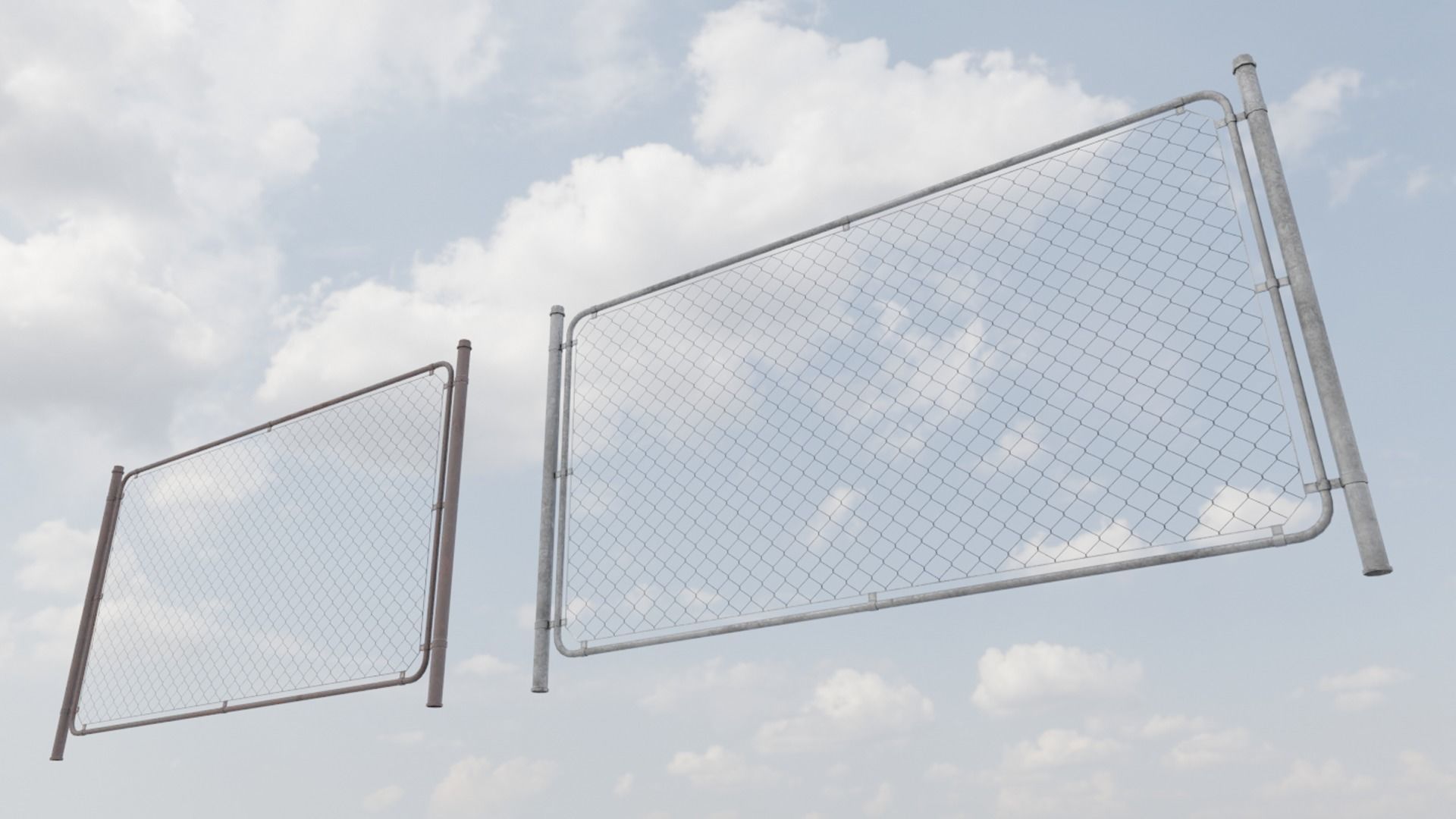 3D model Low Poly PBR Modular Chain Link Fence VR / AR / low-poly ...