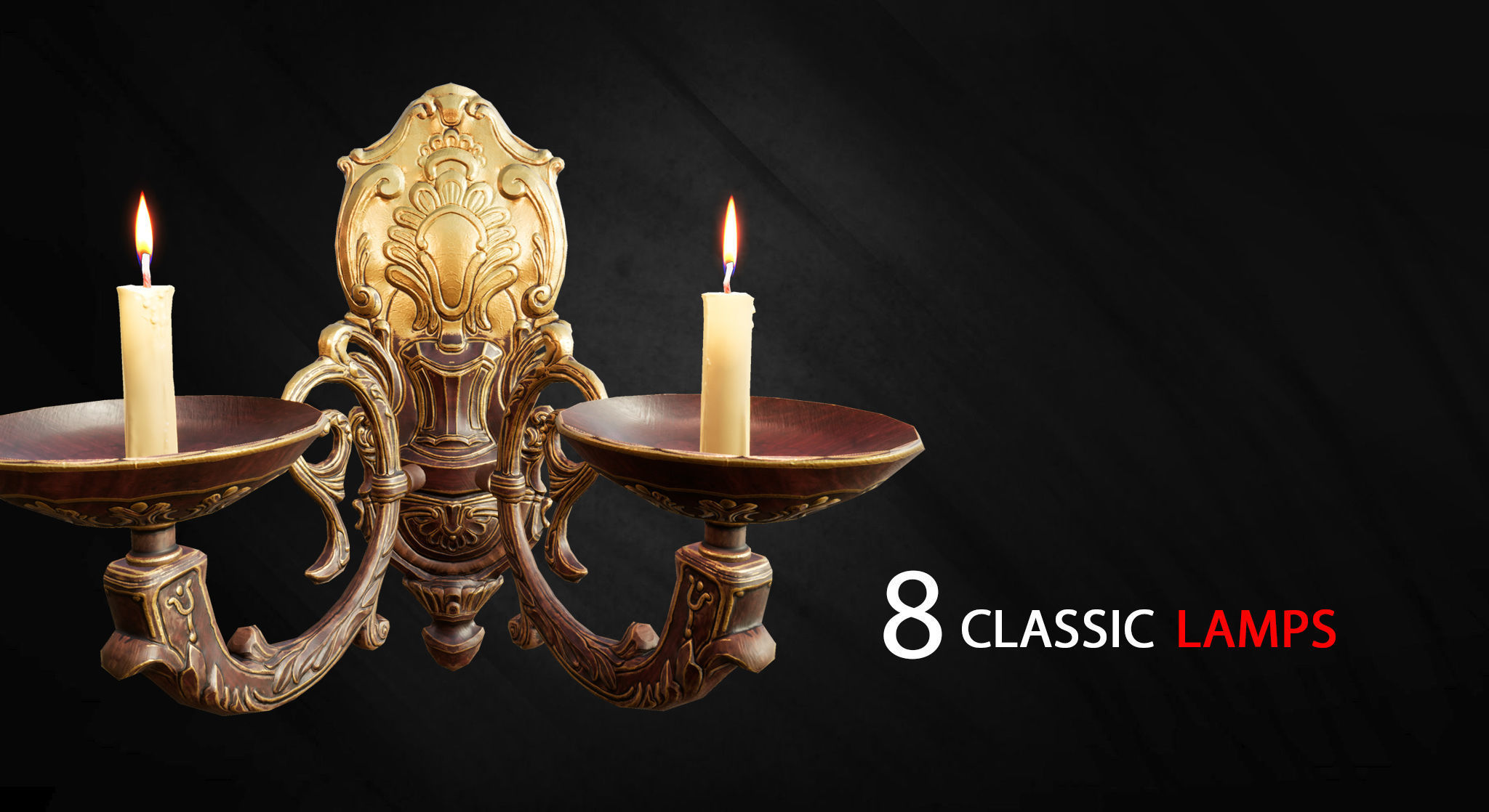 3D model 8 Classic Lamps Unreal 4 - UE4 Unreal Engine lamp VR / AR ...