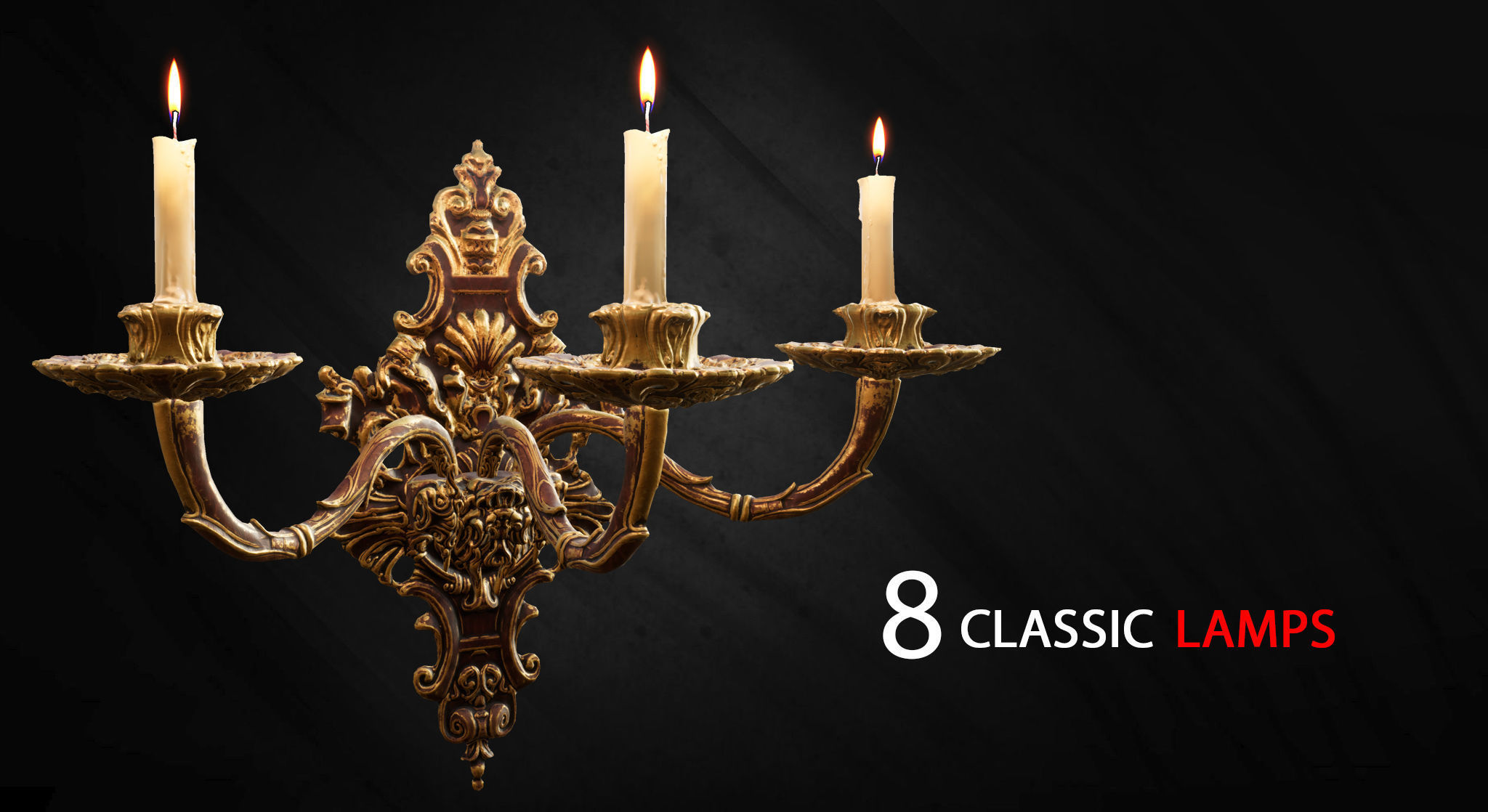 3D model 8 Classic Lamps Unreal 4 - UE4 Unreal Engine lamp VR / AR ...