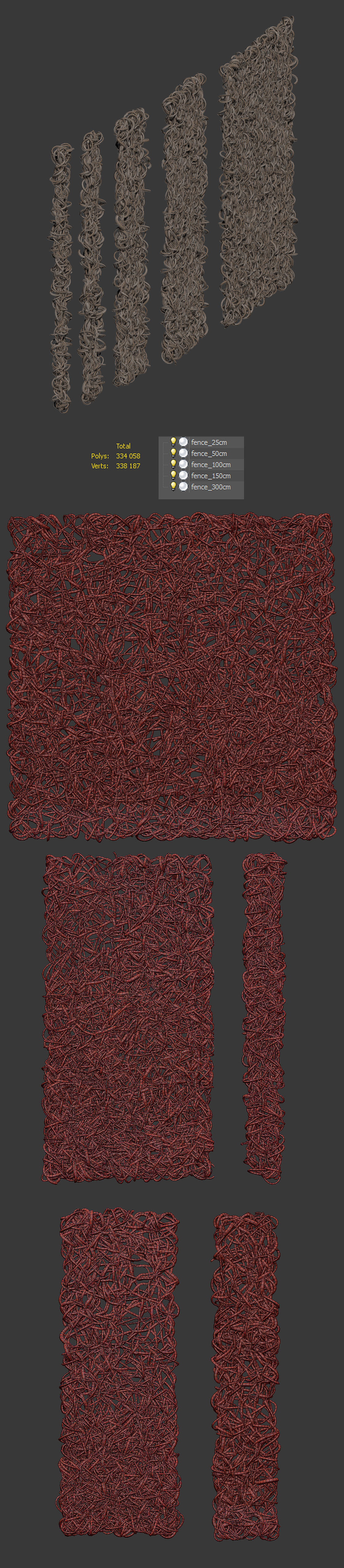 3D model Wall of rods Set of 5 models VR / AR / low-poly | CGTrader