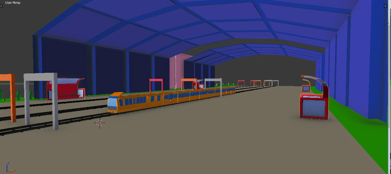 3D model low poly Train station with tracks and buildings VR / AR / low ...