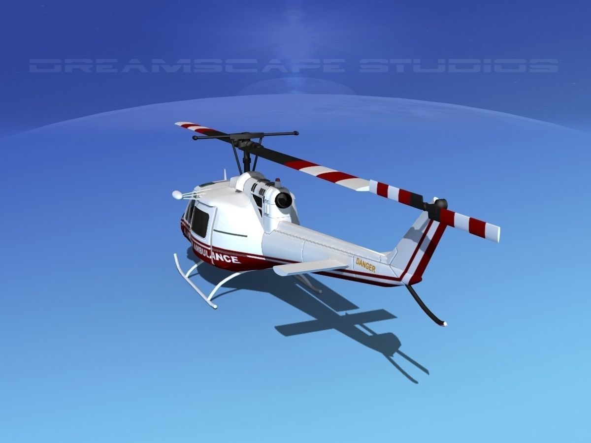 Bell 204 Alaska Air Ambulance 3D model animated rigged | CGTrader