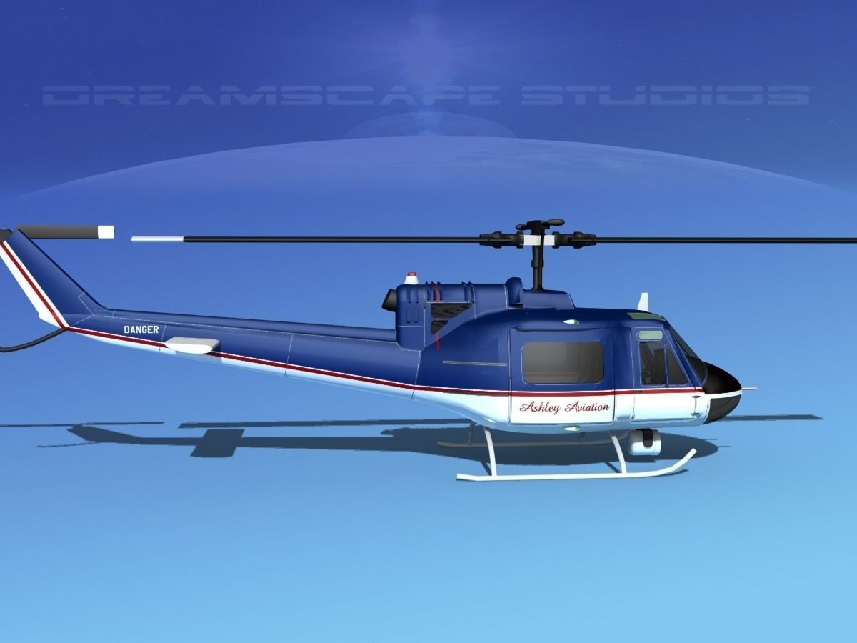 Bell 204 Ashley Aviation 3D model animated rigged | CGTrader