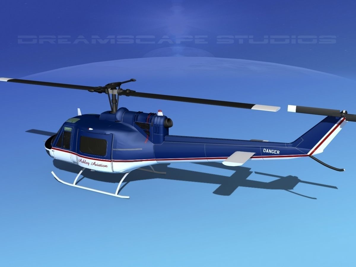 Bell 204 Ashley Aviation 3D model animated rigged | CGTrader