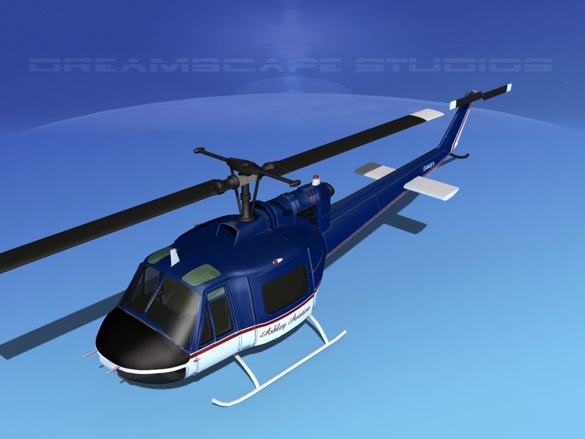 Bell 204 Ashley Aviation 3D model animated rigged | CGTrader