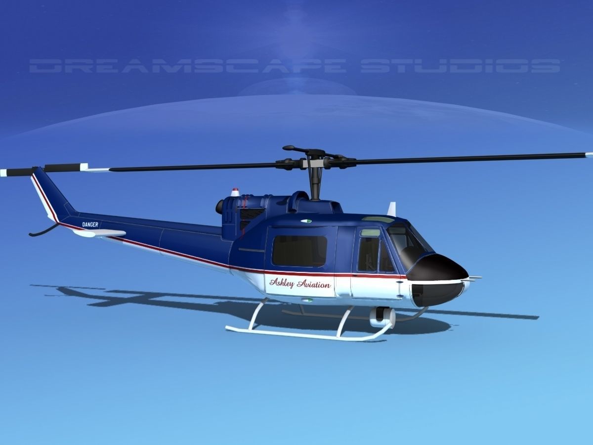 Bell 204 Ashley Aviation 3D model animated rigged | CGTrader