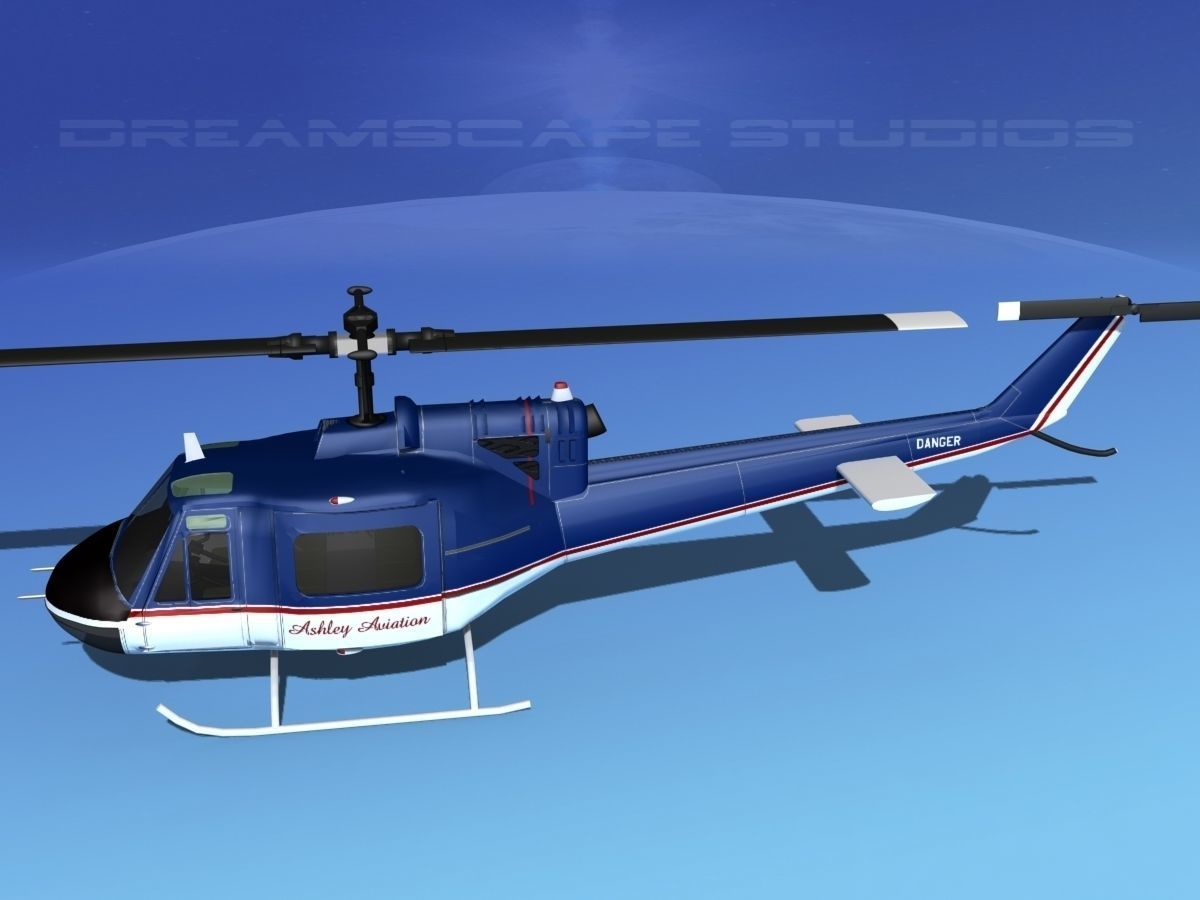 Bell 204 Ashley Aviation 3D model animated rigged | CGTrader