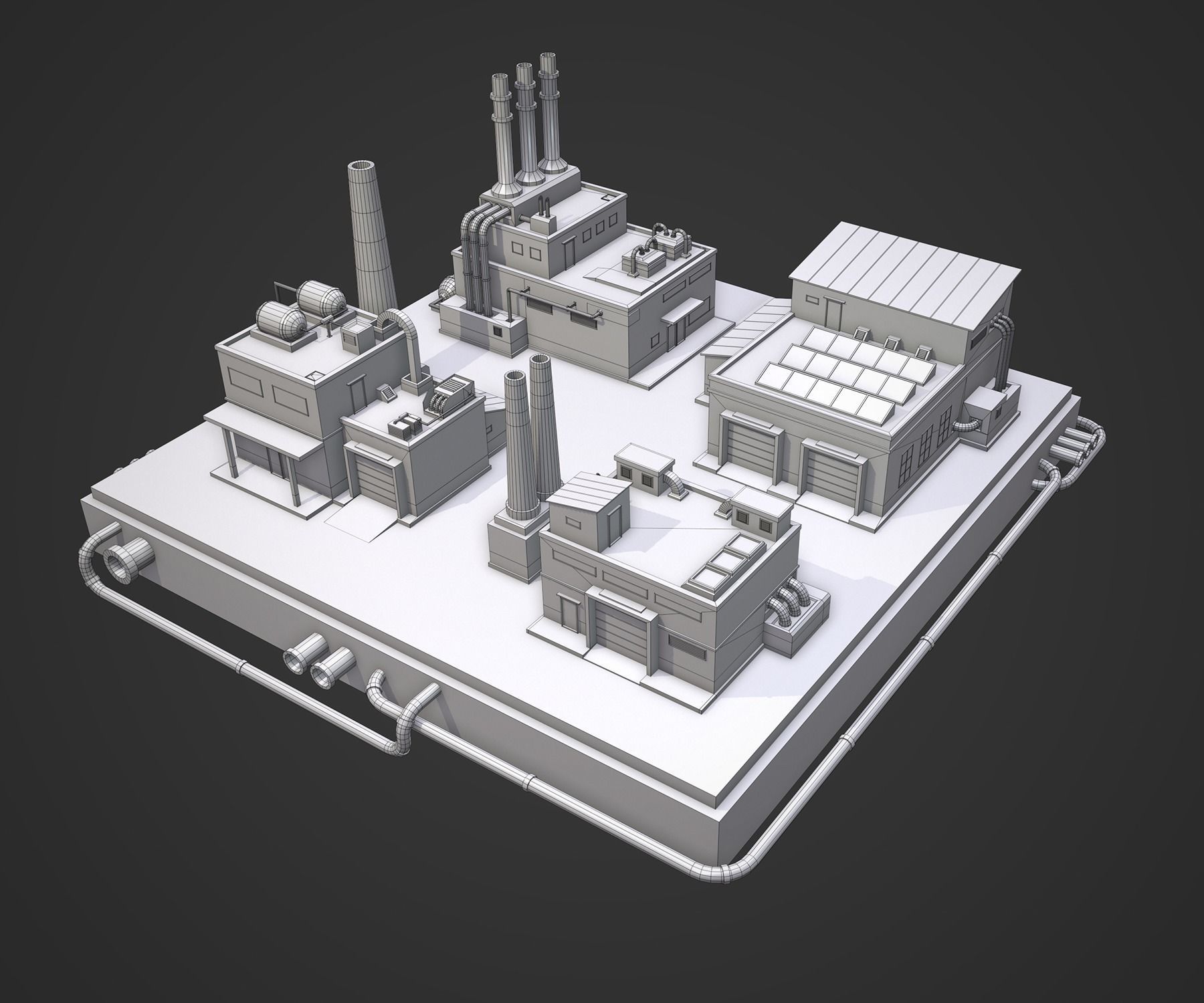 3D model Low Poly Factory VR / AR / low-poly | CGTrader