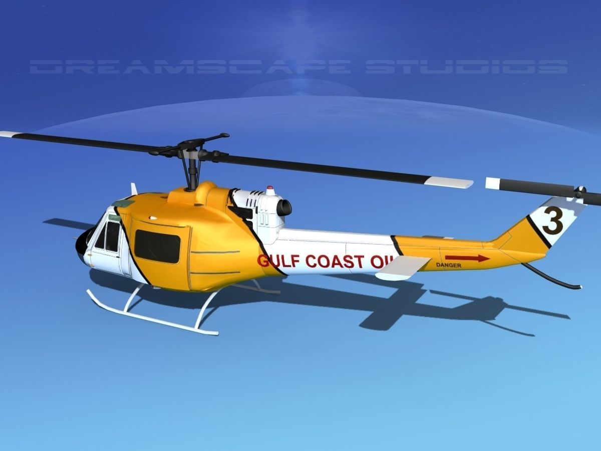 Bell 204 Gulf Coast Oil 3D model animated rigged | CGTrader