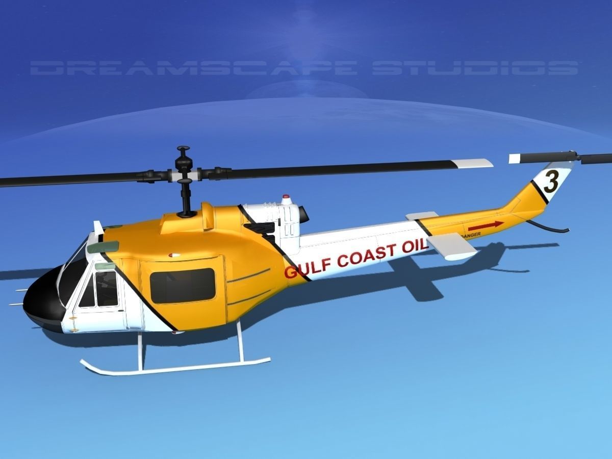 Bell 204 Gulf Coast Oil 3D model animated rigged | CGTrader