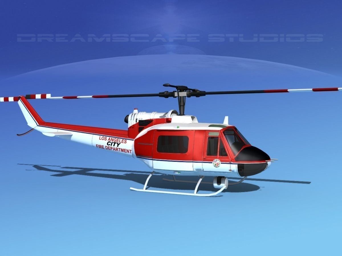 Bell 204 Los Angeles FD 3D model animated rigged | CGTrader