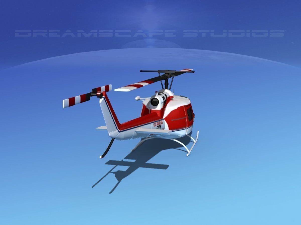 Bell 204 Los Angeles FD 3D model animated rigged | CGTrader