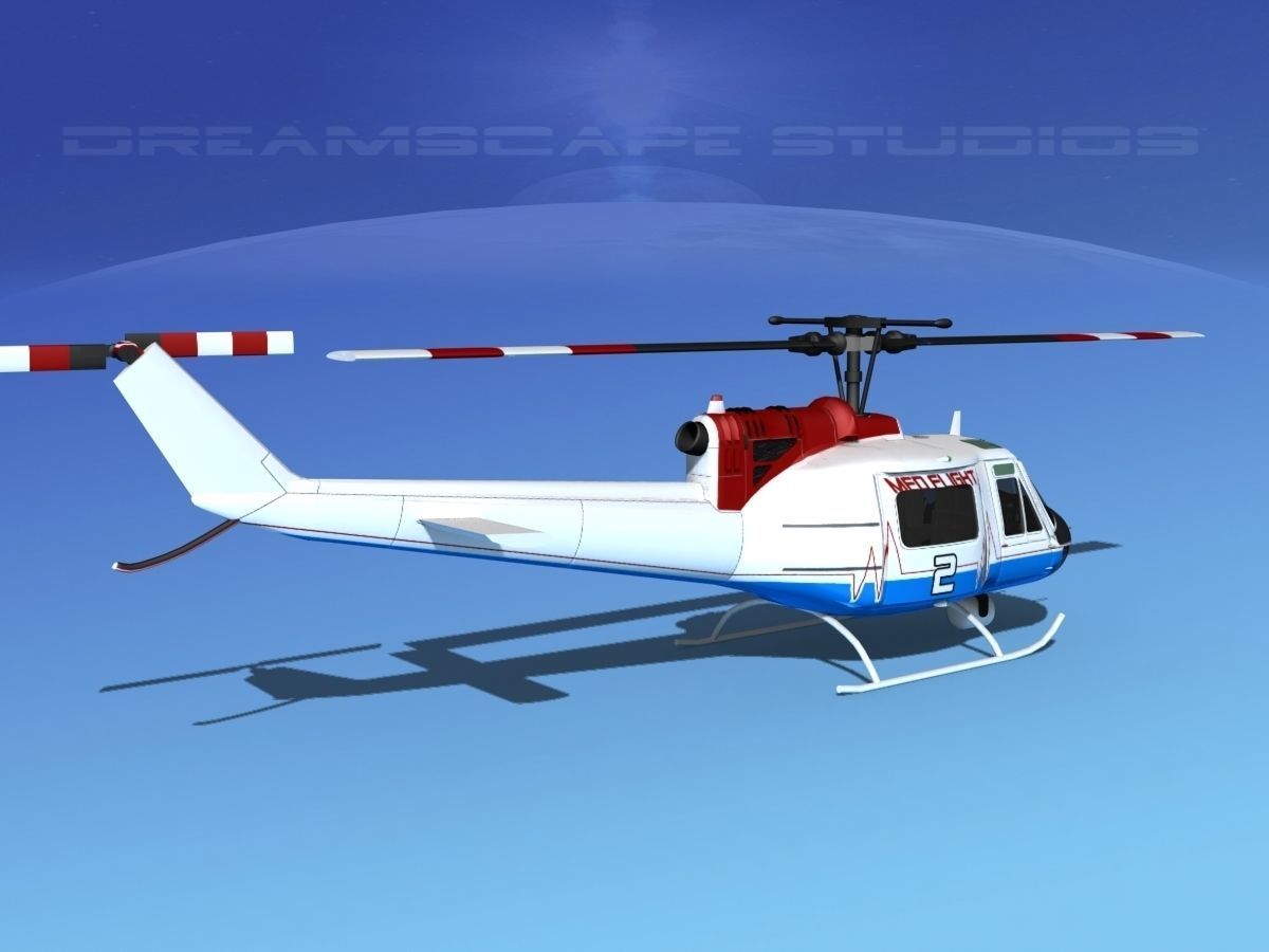 Bell 204 Med Flight 3D model animated rigged | CGTrader