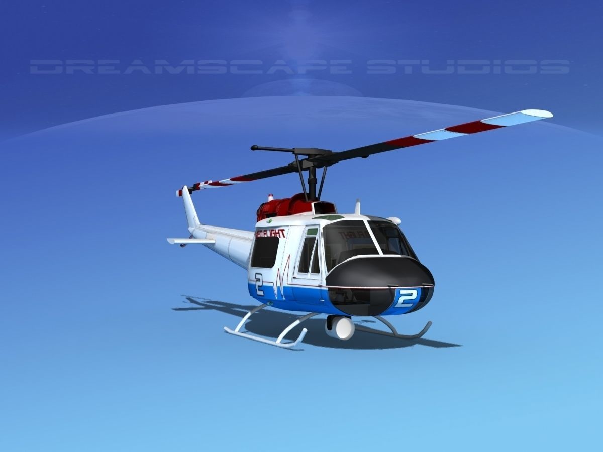 Bell 204 Med Flight 3D model animated rigged | CGTrader
