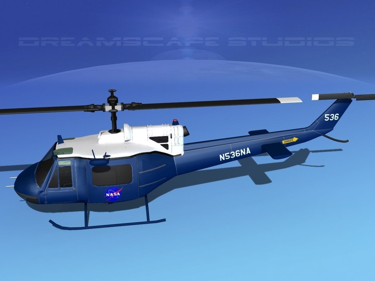 Bell 204 NASA 1 3D model animated rigged | CGTrader