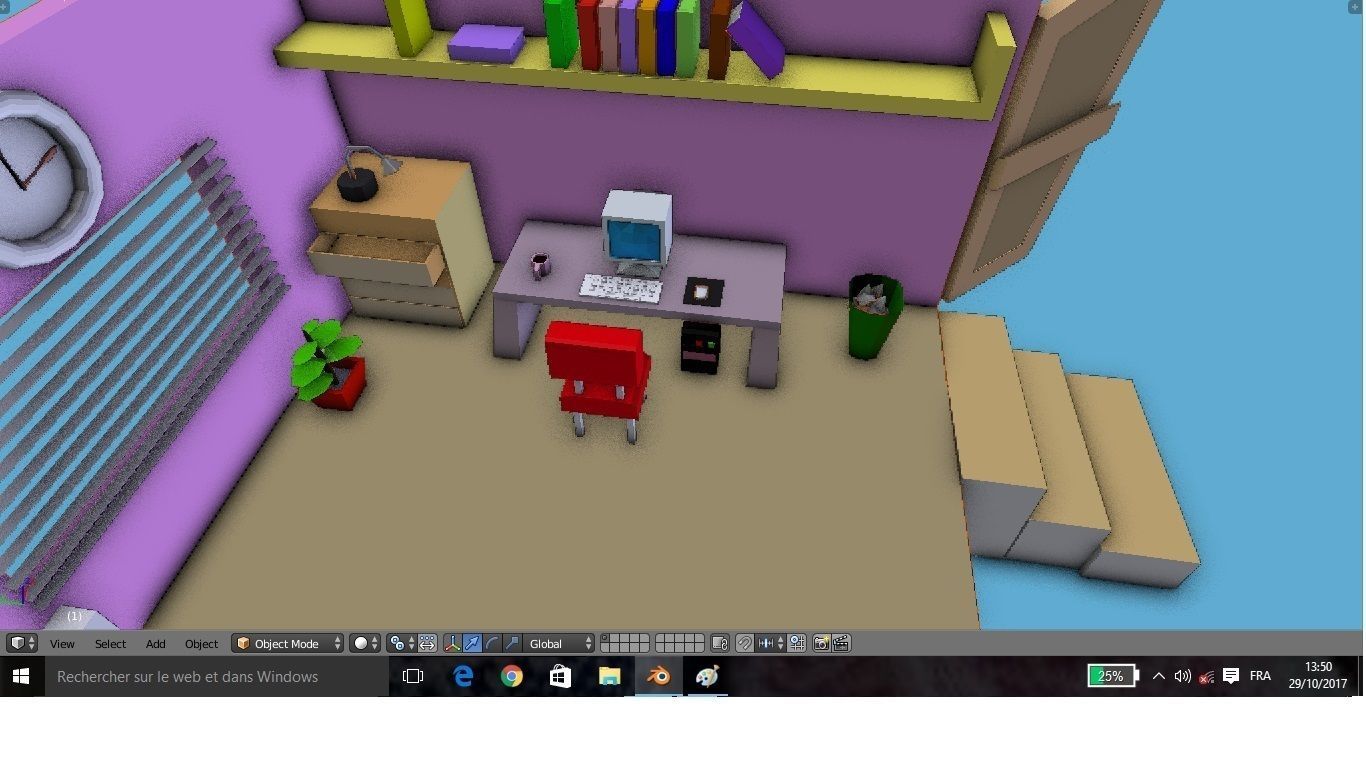 3D model low poly room with bed and desk VR / AR / low-poly | CGTrader