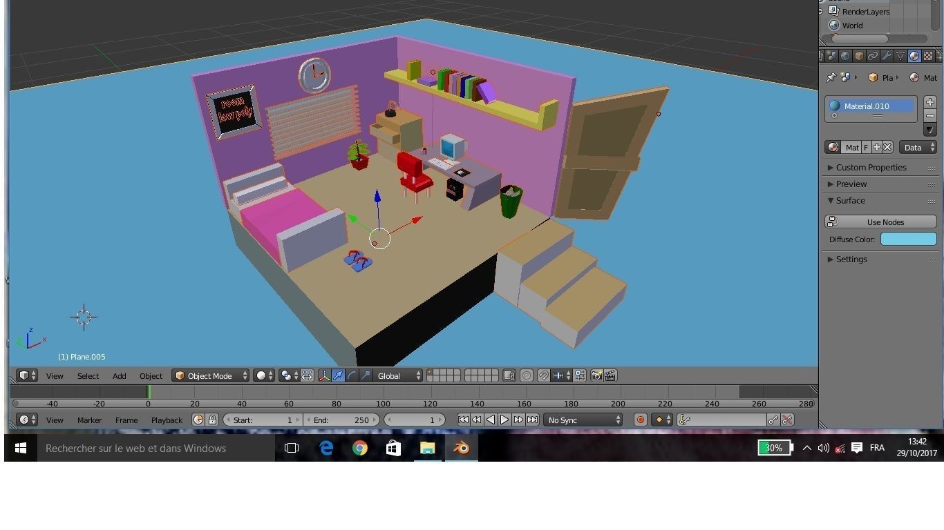 3D model low poly room with bed and desk VR / AR / low-poly | CGTrader