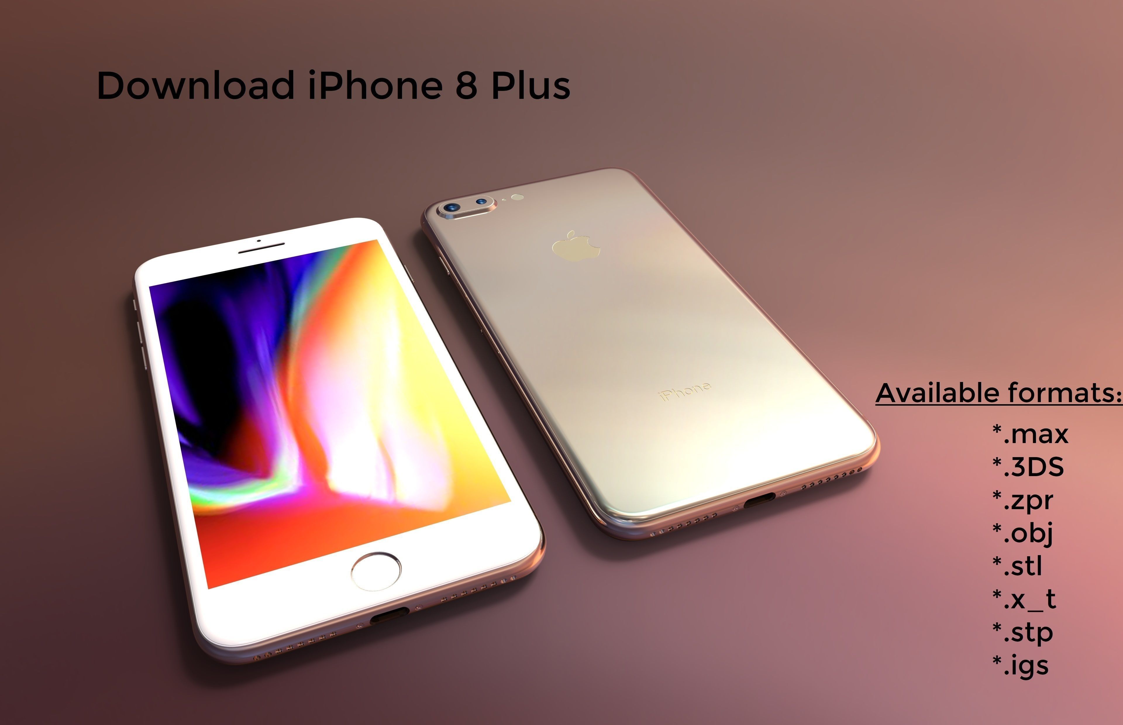 iPhone 8 Plus - original dimensions 3D model cell-phone