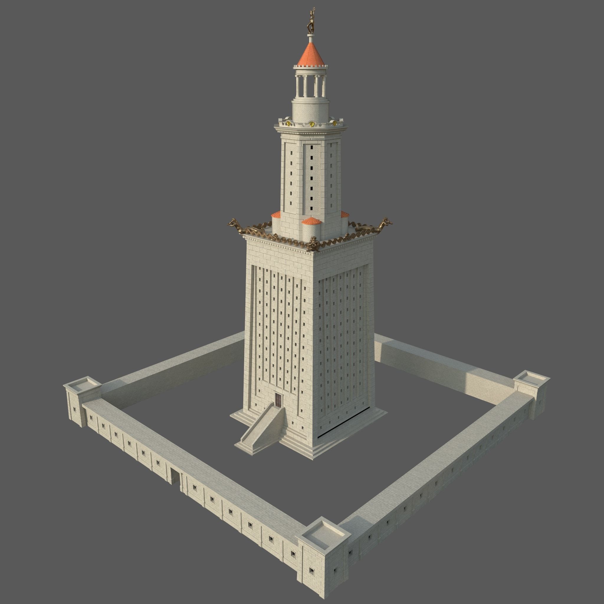 3D model Lighthouse of Alexandria VR / AR / low-poly | CGTrader