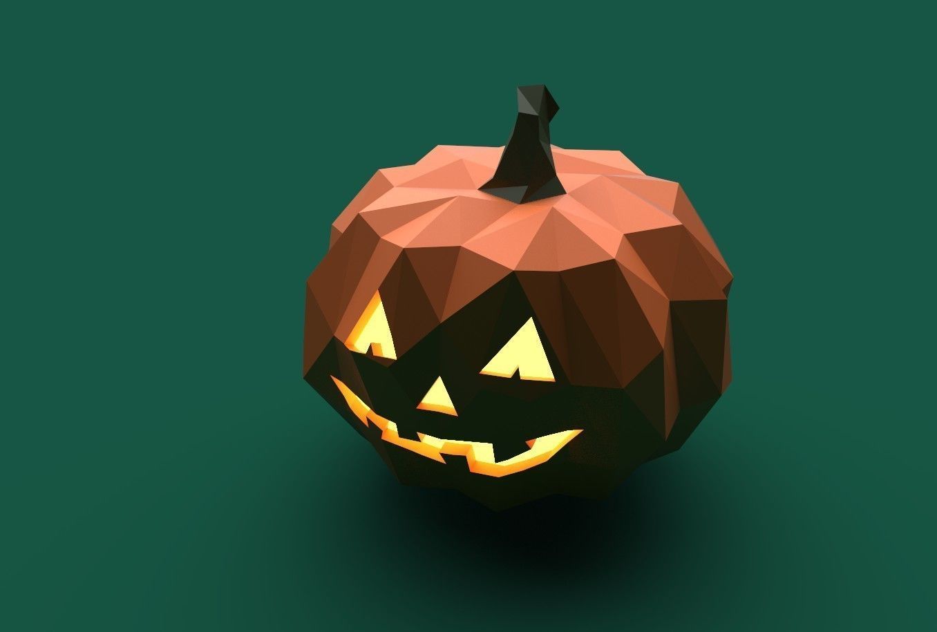 3D model Pumpkin low poly PBR game ready halloween VR / AR / low-poly ...
