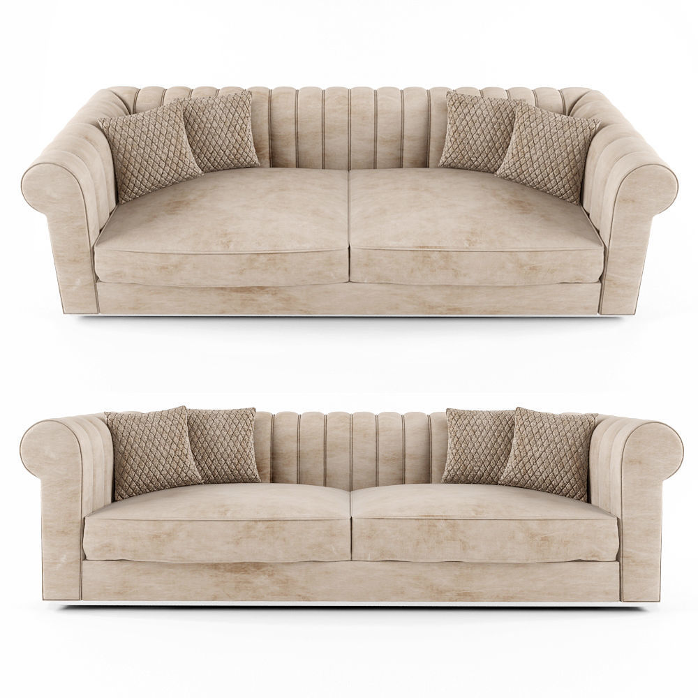 Large Modern Padded Nubuck Leather Italian Sofa 3D model | CGTrader