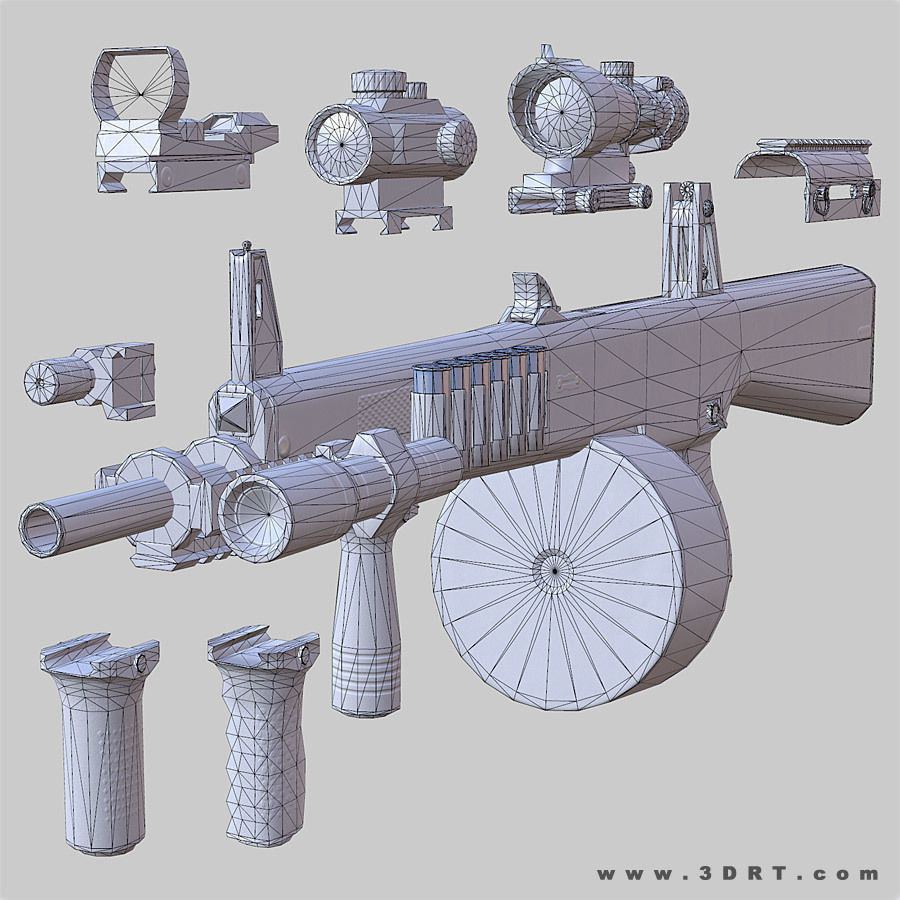 3D model 3DRT - Modern firearms HD - AA-12 VR / AR / low-poly rigged ...