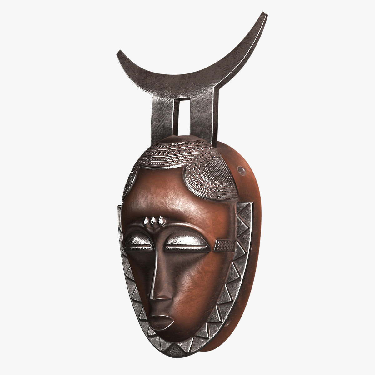 3D model African Baule Moon Mask VR / AR / low-poly | CGTrader